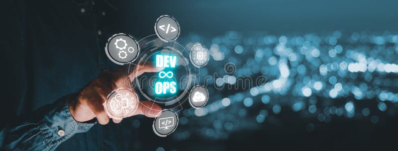 DevOps Concept, an it Engineer Holding the Glowing Devops Symbol on ...