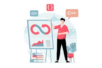 Flat Design Concept Programmer Workflow Stock Illustrations – 356 Flat Design Concept Programmer ...
