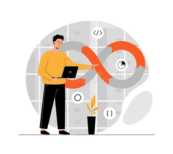 Devops Developer Concept Programmer Working On Software Development Operations Process