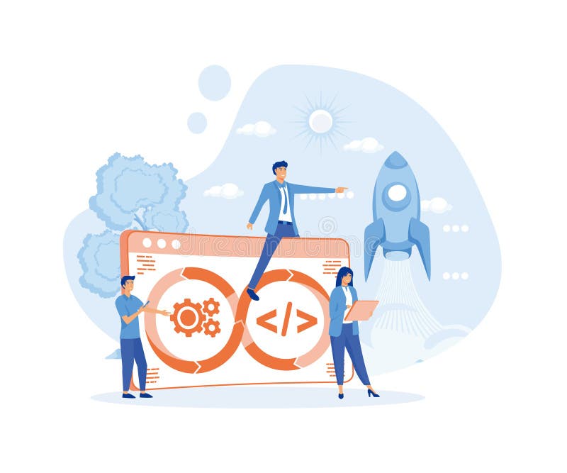 Devops Developers Characters Software Delivery Automation Process Concept Software Development