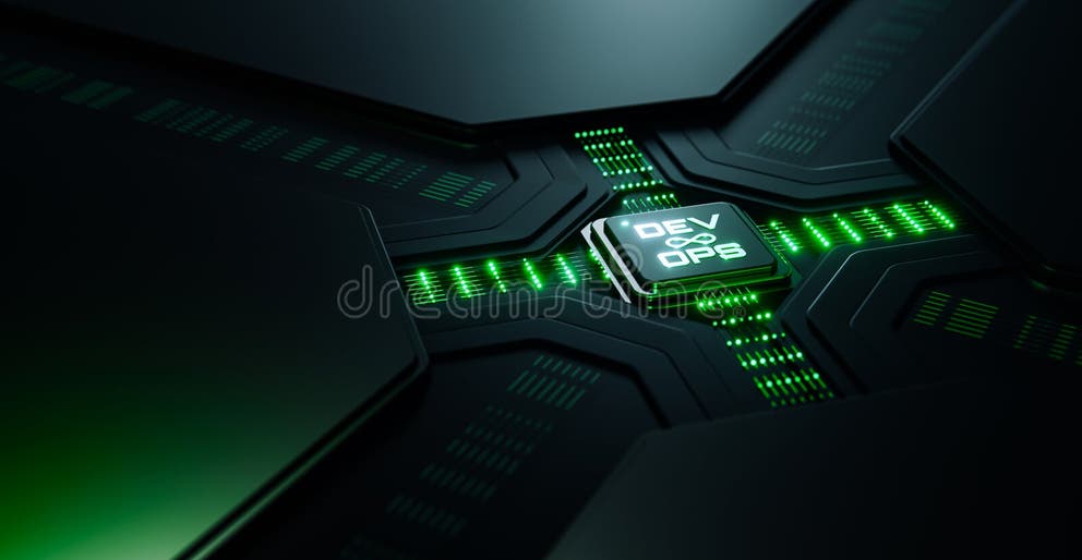 Devops Development Operations Icon Symbol Chip on Circuit Board ...