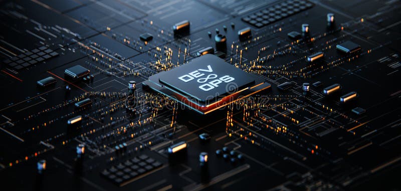 Devops Development Operations Icon Symbol Chip on Circuit Board ...