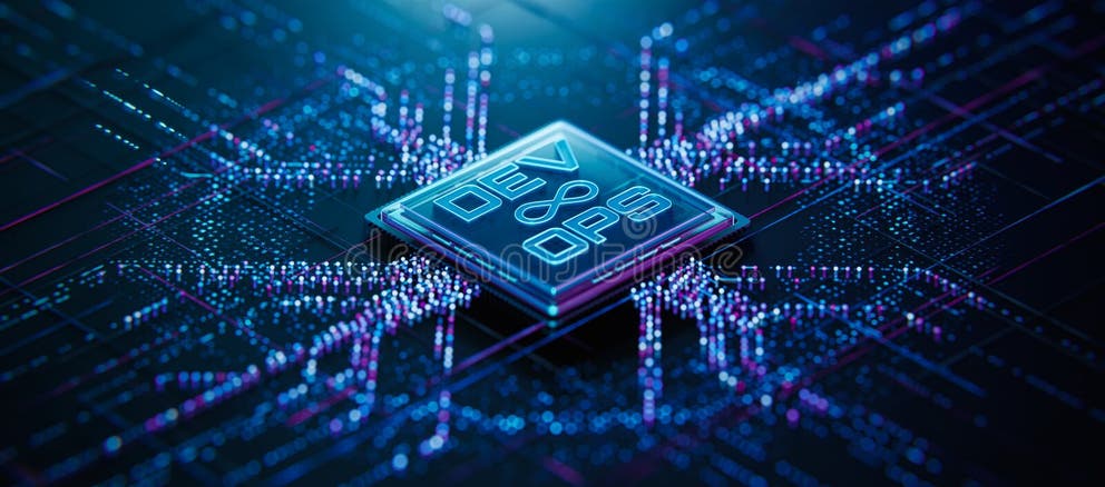 Devops Development Operations Icon Symbol Chip on Circuit Board ...