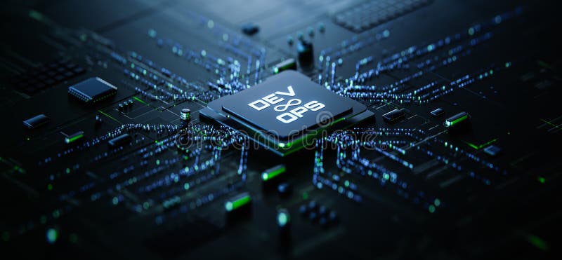 Devops Development Operations Icon Symbol Chip on Circuit Board ...
