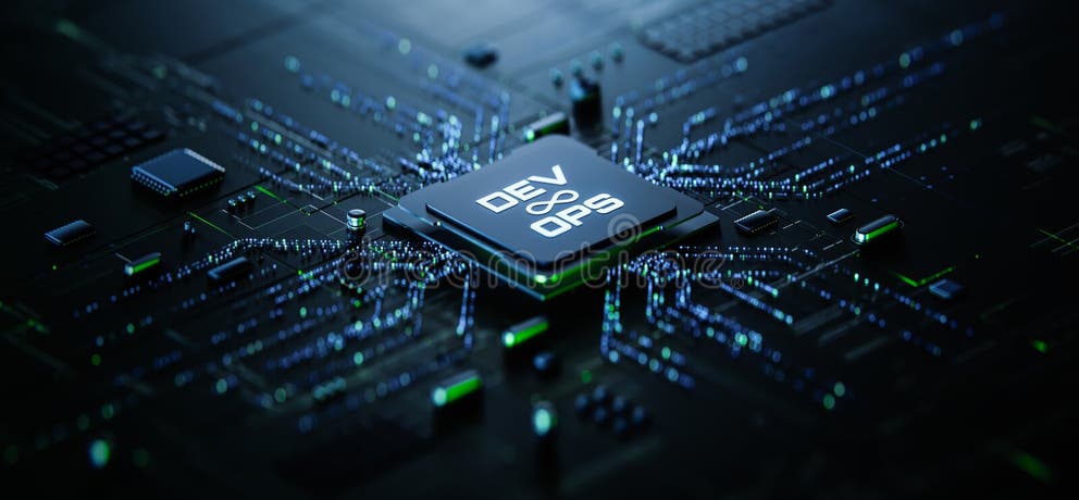 Devops Development Operations Icon Symbol Chip on Circuit Board ...