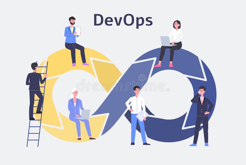 Devops Development And Operations Technology Flat Vector Illustration Isolated Stock Vector