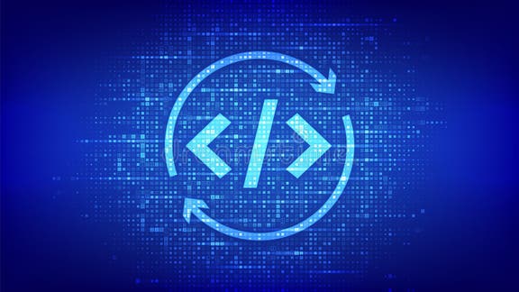 Devops Icon Made With Binary Code Agile Development And Optimisation