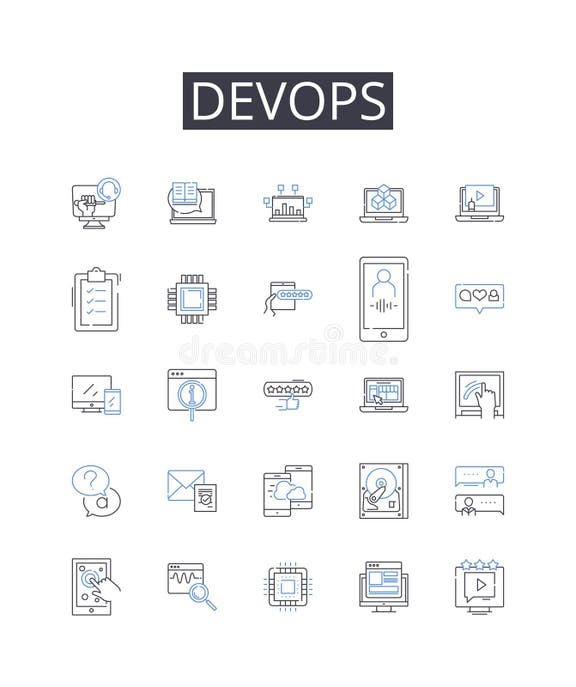 Devops Line Icons Collection Agile Development Cloud Computing Digital Transformation