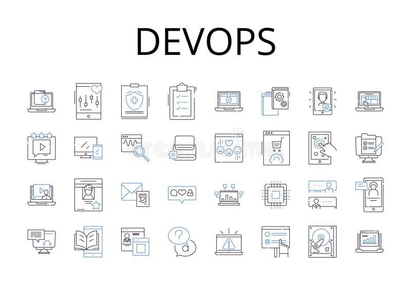 DevOps Line Icons Collection. Agile Development, Cloud Computing, Digital Transformation ...