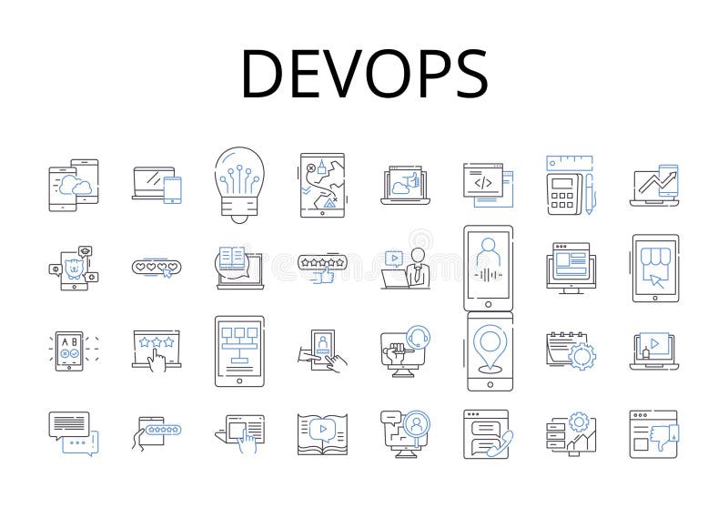Devops Line Icons Collection Agile Development Cloud Computing