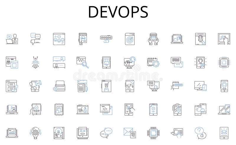 Devops Line Icons Collection Creativity Aesthetics Typography