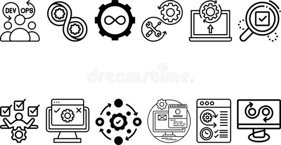 DevOps Methodology and Software Development Icon Collection Stock ...