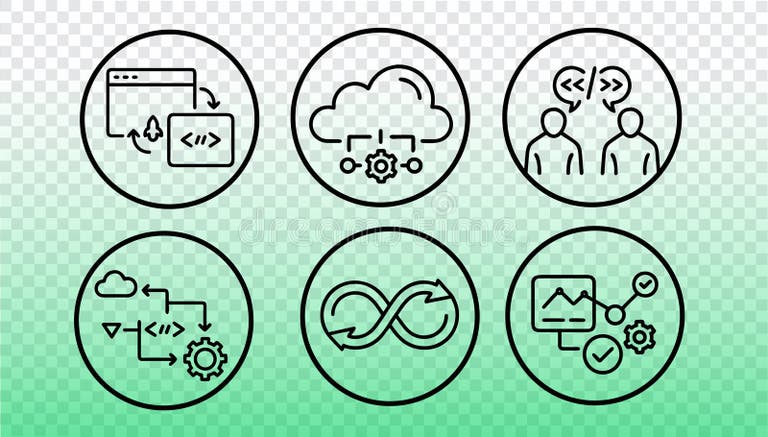 DevOps Process Diagram Icons Set. Software Development Automation ...
