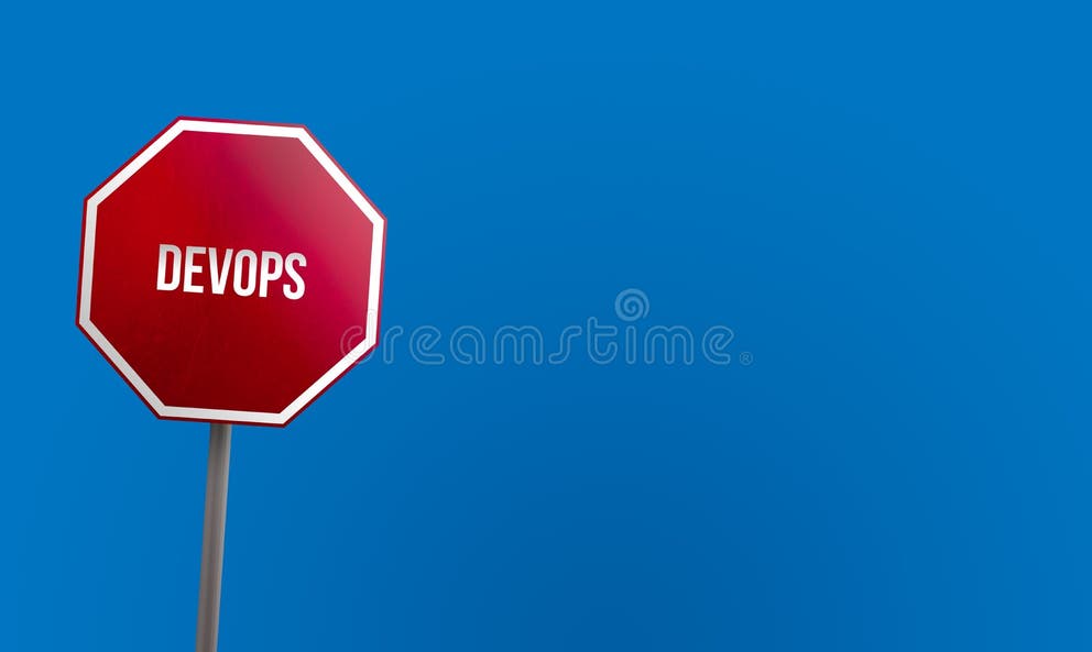 DevOps - Red Sign with Blue Sky Stock Illustration - Illustration of ...