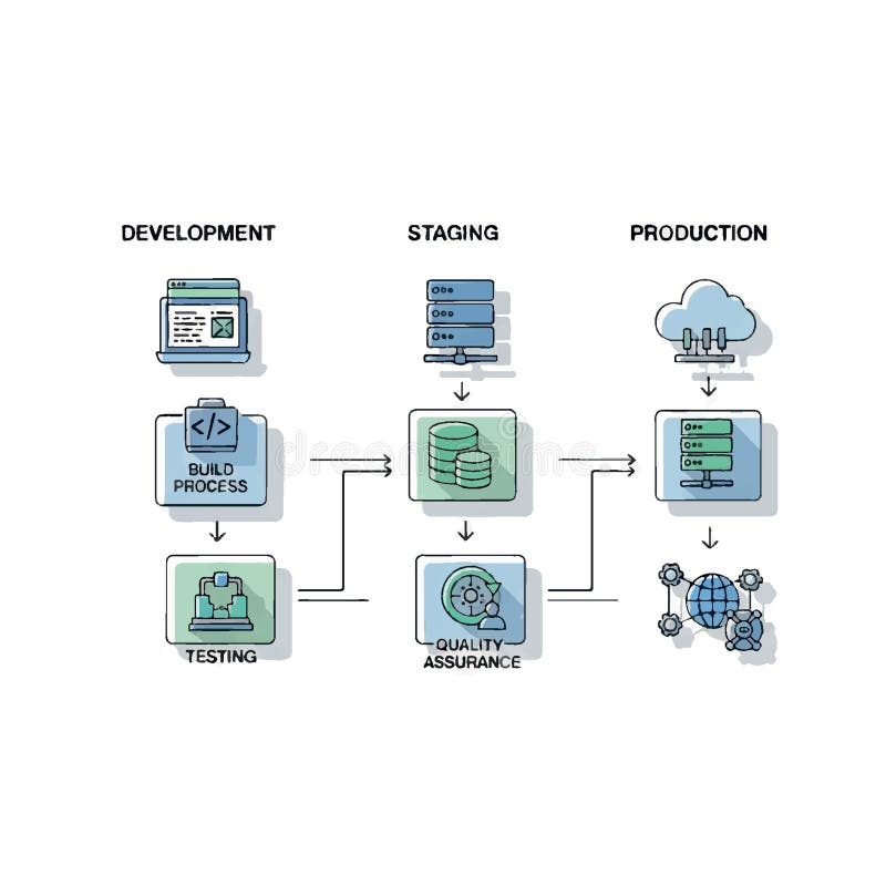 DevOps Software Release Pipeline Flow Diagram Development Staging and ...