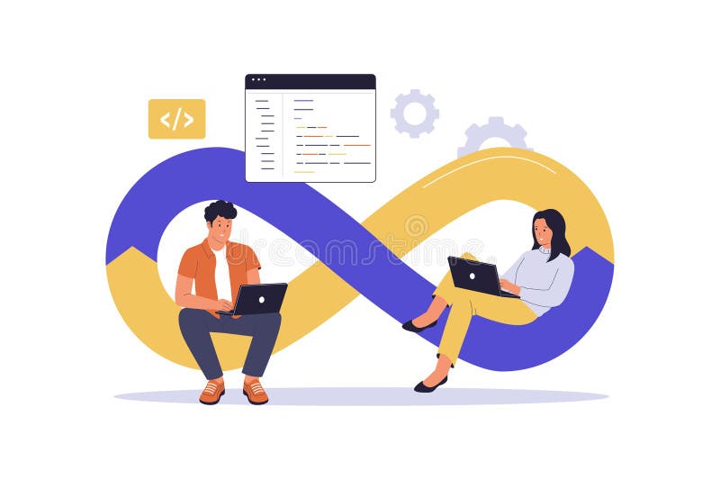 DevOps Team Collaboration and Continuous Integration Stock Vector - Illustration of vector ...