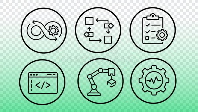 DevOps Workflow Icons Set. Development Operations Process Automation ...