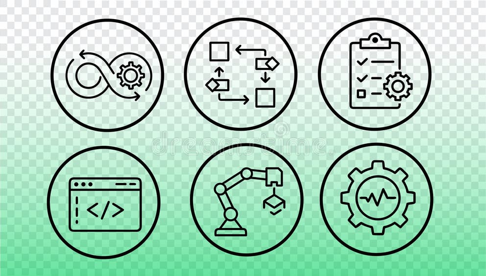 DevOps Workflow Icons Set. Development Operations Process Automation ...