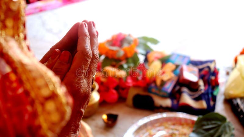Devotee Offering Prayer To God in Hindu Ritual Style Editorial Stock ...