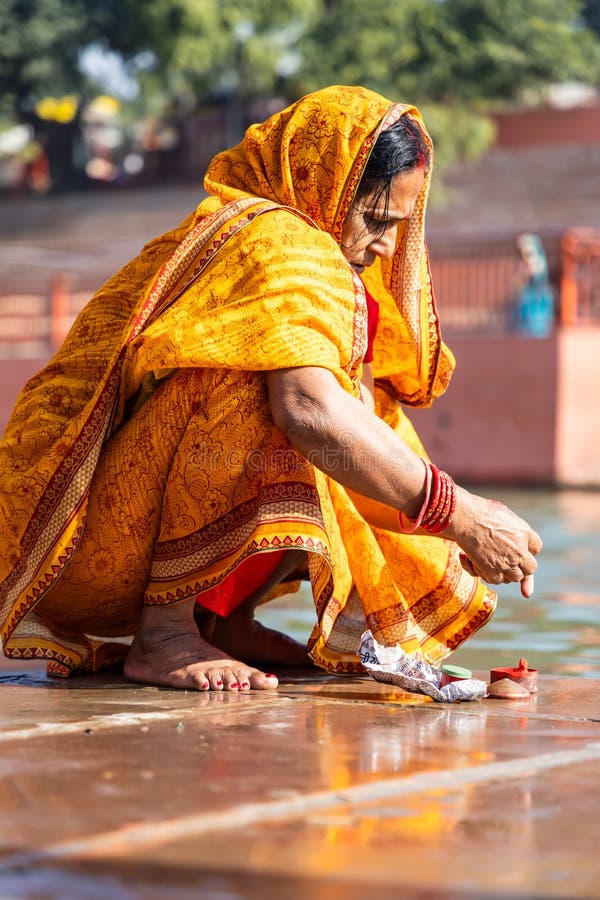 Devotee Praying for Holy God after Bathing in Holy River Water at ...