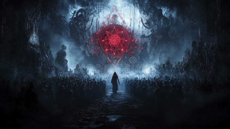 Devotee Surrounded by Shadows Enigmatic Cave Digital Art Mystical ...