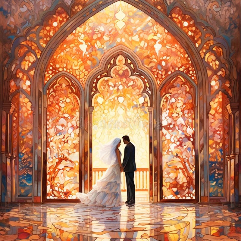 A Devout Couple Embraces Love and Commitment in a Sacred Structure ...