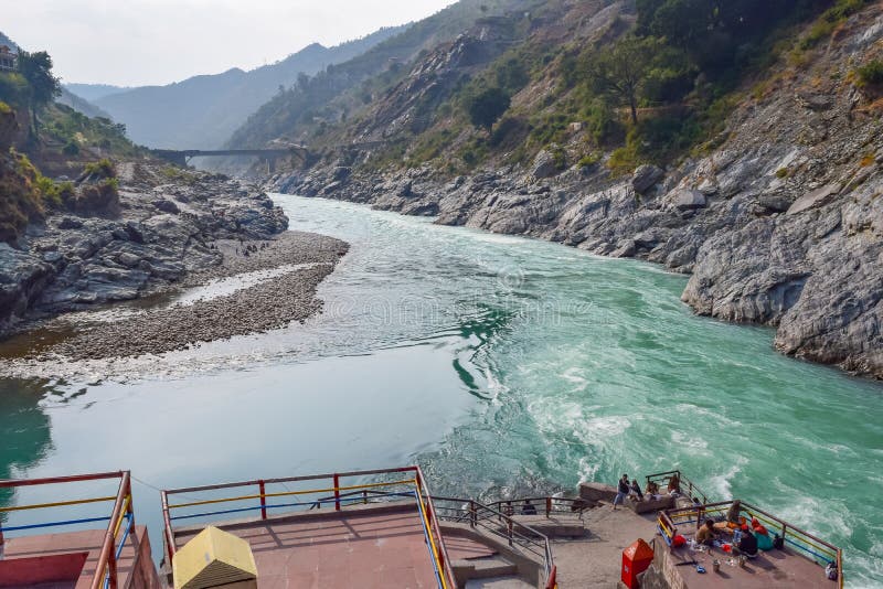 View of Alakananda River from Badrinath Temple, Uttarkhand, India Stock ...