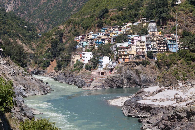 Devprayag E Fiume Gange, India Fotografia Stock - Immagine di ...