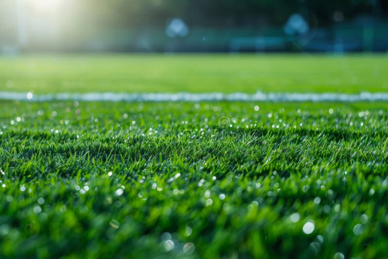 Dew-covered Grass on Soccer Field, Close-up View Stock Image - Image of ...