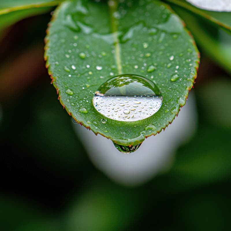 Dew drop on green leaf stock illustration. Illustration of foliage ...