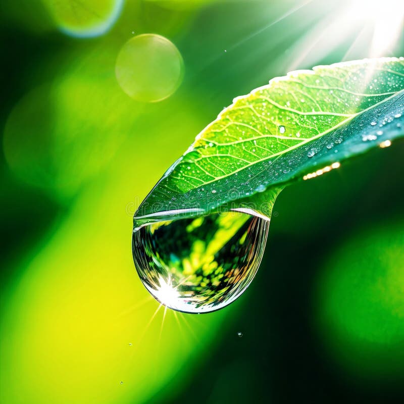 Dew drop on a leaf stock illustration. Illustration of nature - 390865816