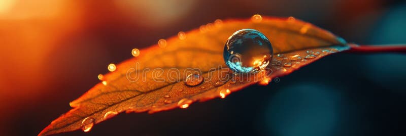 Dew Drop Reflects Planet Earth on Leaf in Captivating Macro View during ...