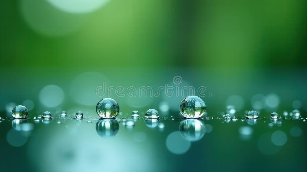 Dew Droplets Reflect Greenery in a Tranquil Natural Setting Stock Image ...