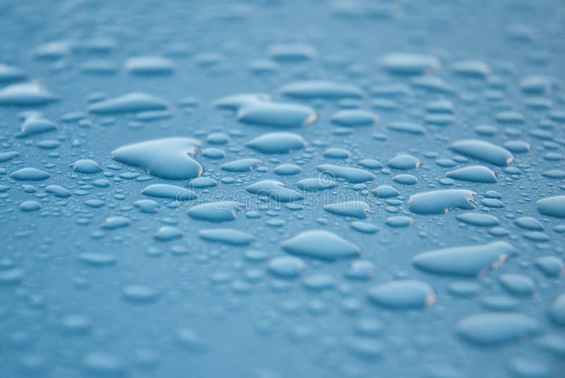 Water Droplets Blue Background Stock Image - Image of surface, details ...