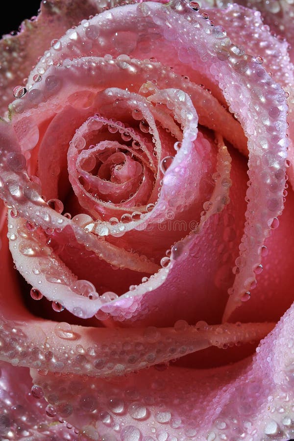 Dew Drops On Pink Rose Flower Picture. Image: 83018611