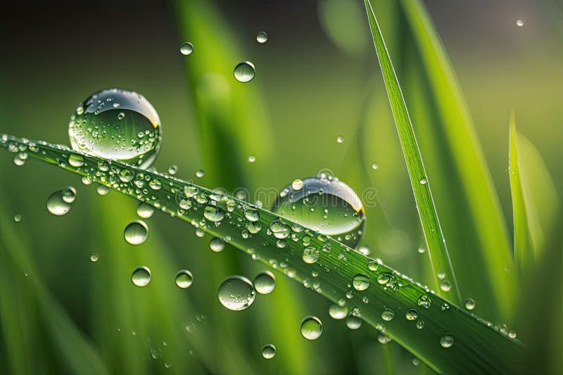Dew on the Fresh Spring Grass in the Field. Stock Photo - Image of ...
