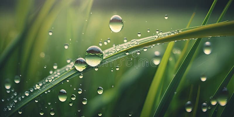 Dew on the Fresh Spring Grass in the Field. Stock Illustration ...