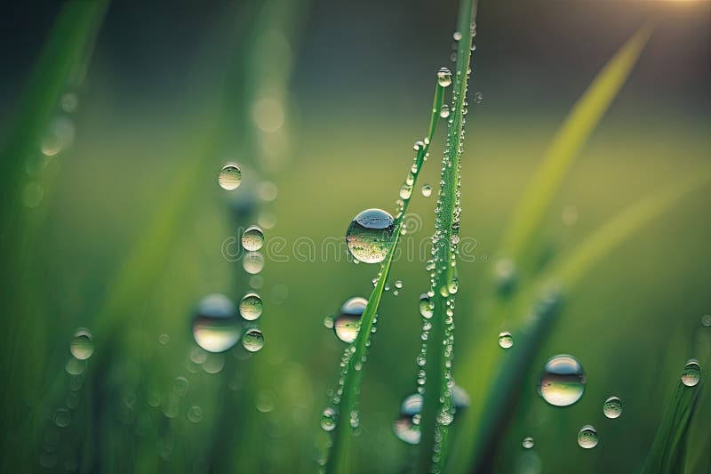 Dew on the Fresh Spring Grass in the Field. Stock Image - Image of lush ...