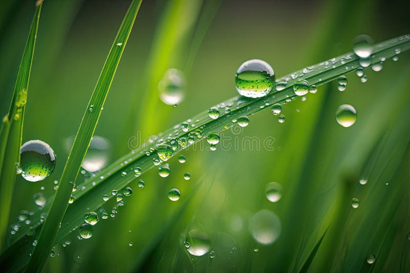 Dew on the Fresh Spring Grass in the Field. Stock Image - Image of ...