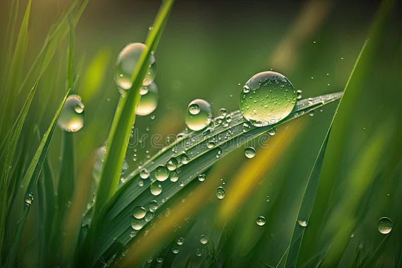 Dew on the Fresh Spring Grass in the Field. Stock Illustration ...