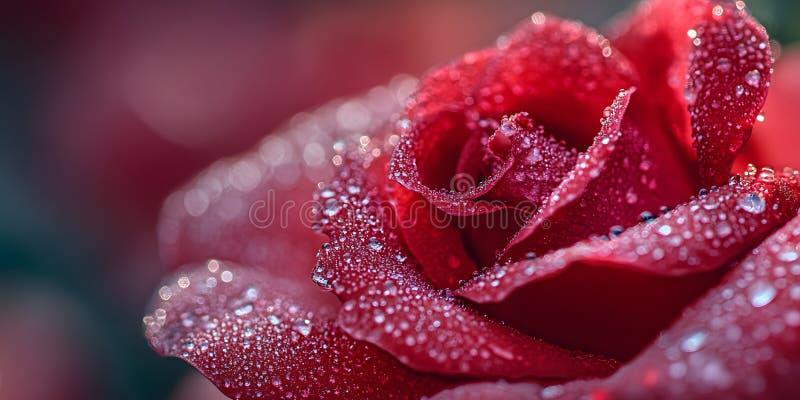 Dewdrops on a Deep Red Rose Petal Stock Illustration - Illustration of ...