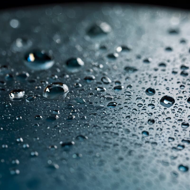 Dewy Water Droplets on Glass with Soft Reflections and Detailed Close ...