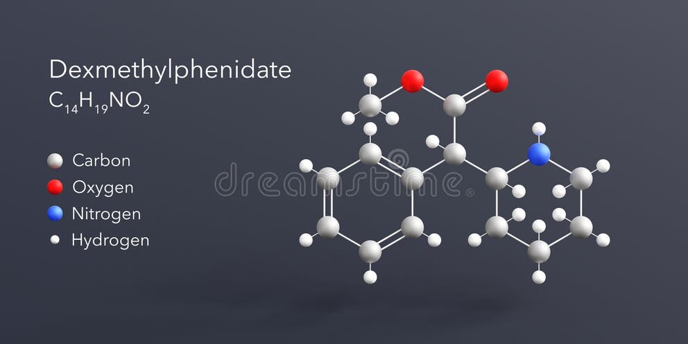 Dexmethylphenidate Molecule 3d Rendering, Flat Molecular Structure with ...