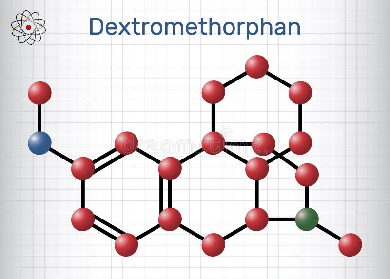 Dextromethorphan (DXM) Molecule. Antitussive Drug. Molecule Model ...