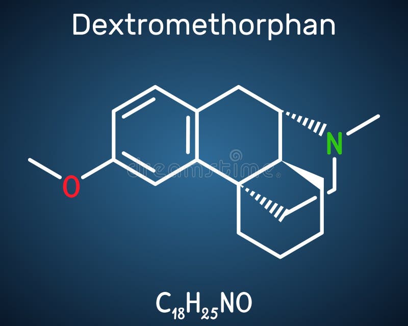 Dextromethorphan (DXM) Molecule. Antitussive Drug. Structural Chemical ...