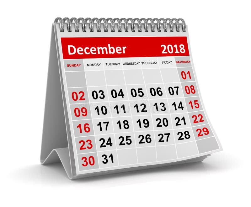 Dezember 2018 Beginnen Illustrationsvektorkalender Oder ...