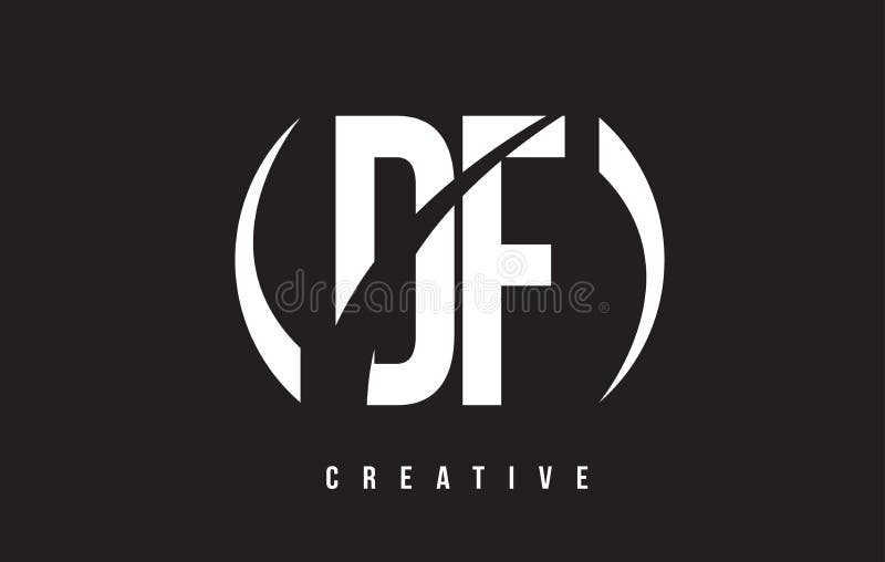 DF D F White Letter Logo Design with Black Background. Stock Vector ...