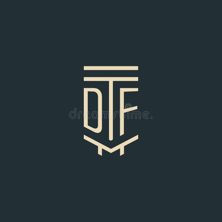 DF Initial Monogram with Simple Line Art Pillar Logo Designs Stock ...