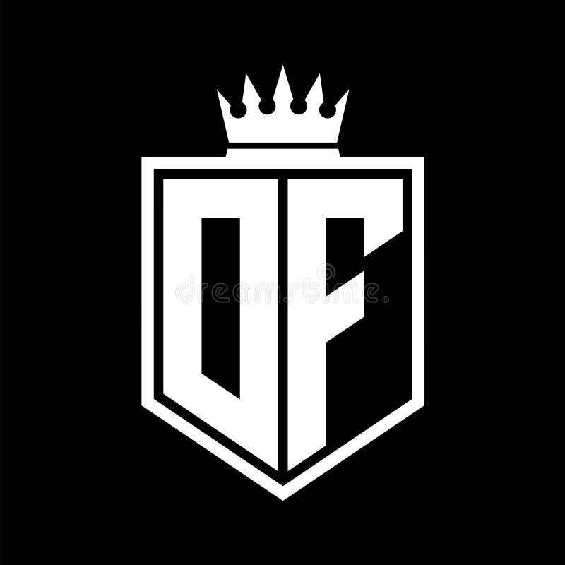 DF Logo Monogram Bold Shield Geometric Shape with Crown Outline Black ...