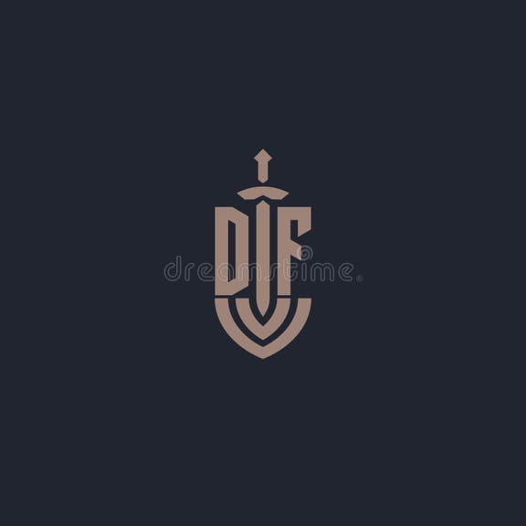 DF Logo Monogram with Sword and Shield Style Design Template Stock ...